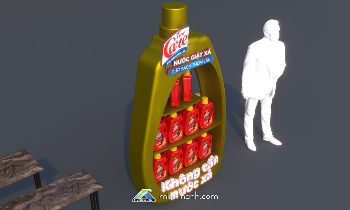 Thiết kế Kệ POSM mô hình chai nước giặt xả True Care - Công ty quảng cáo Minh Thành L.H.P